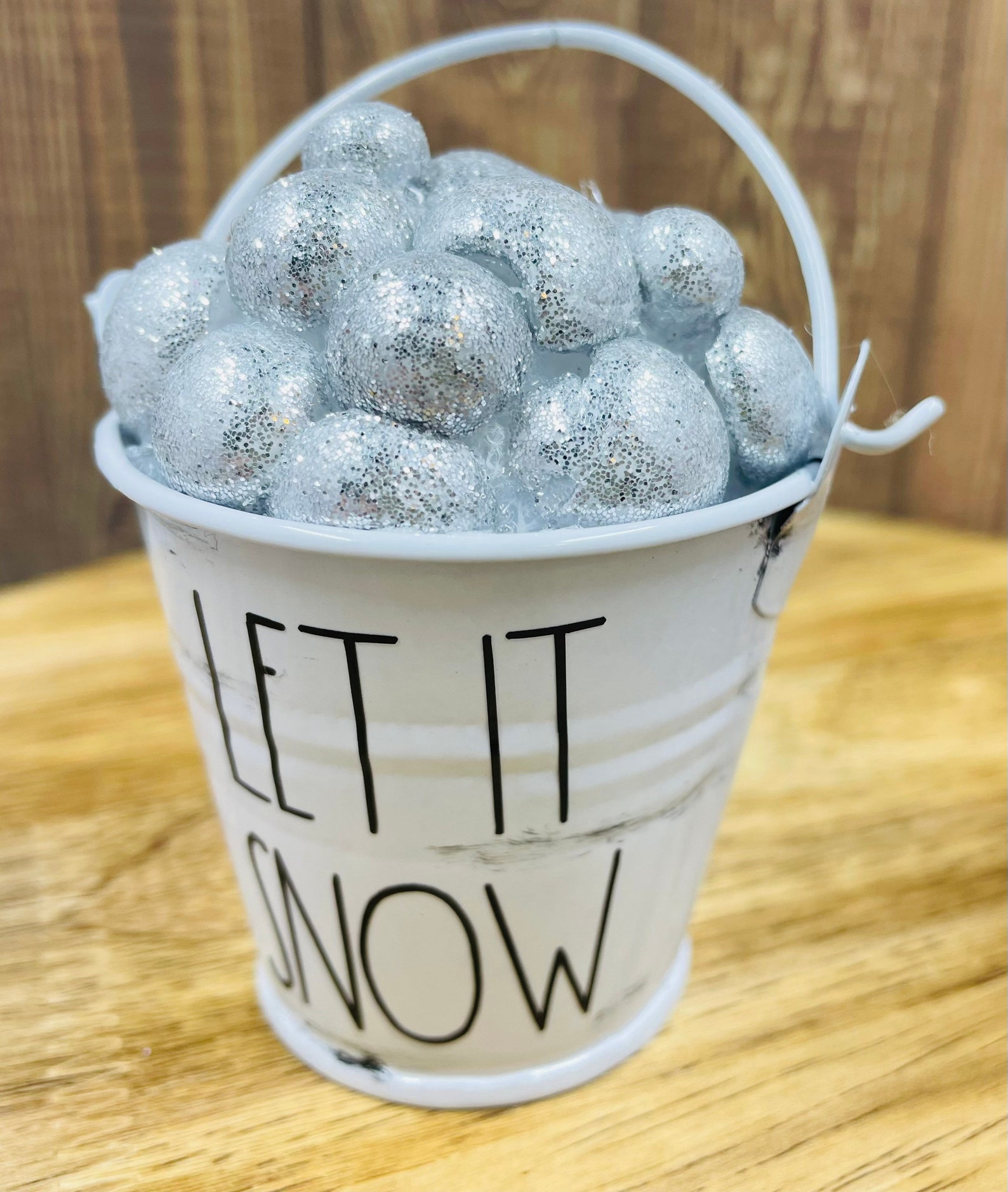 Let It Snow Mini Bucket of Snowballs Mini Pail of - Etsy