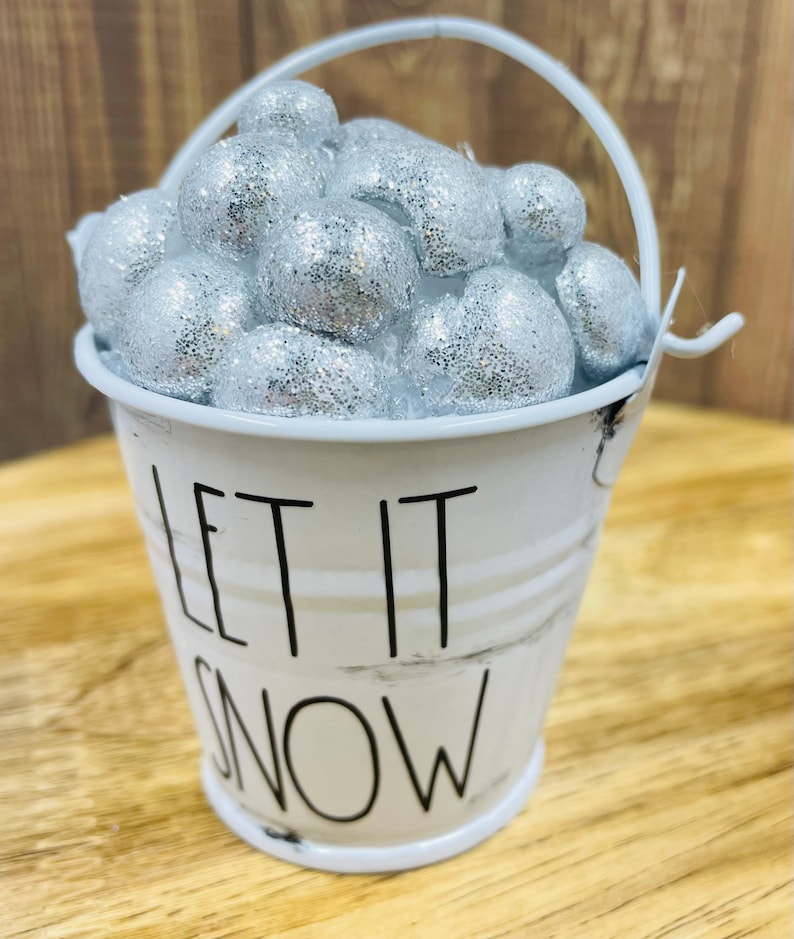 Let It Snow Mini Bucket of Snowballs Mini Pail of - Etsy