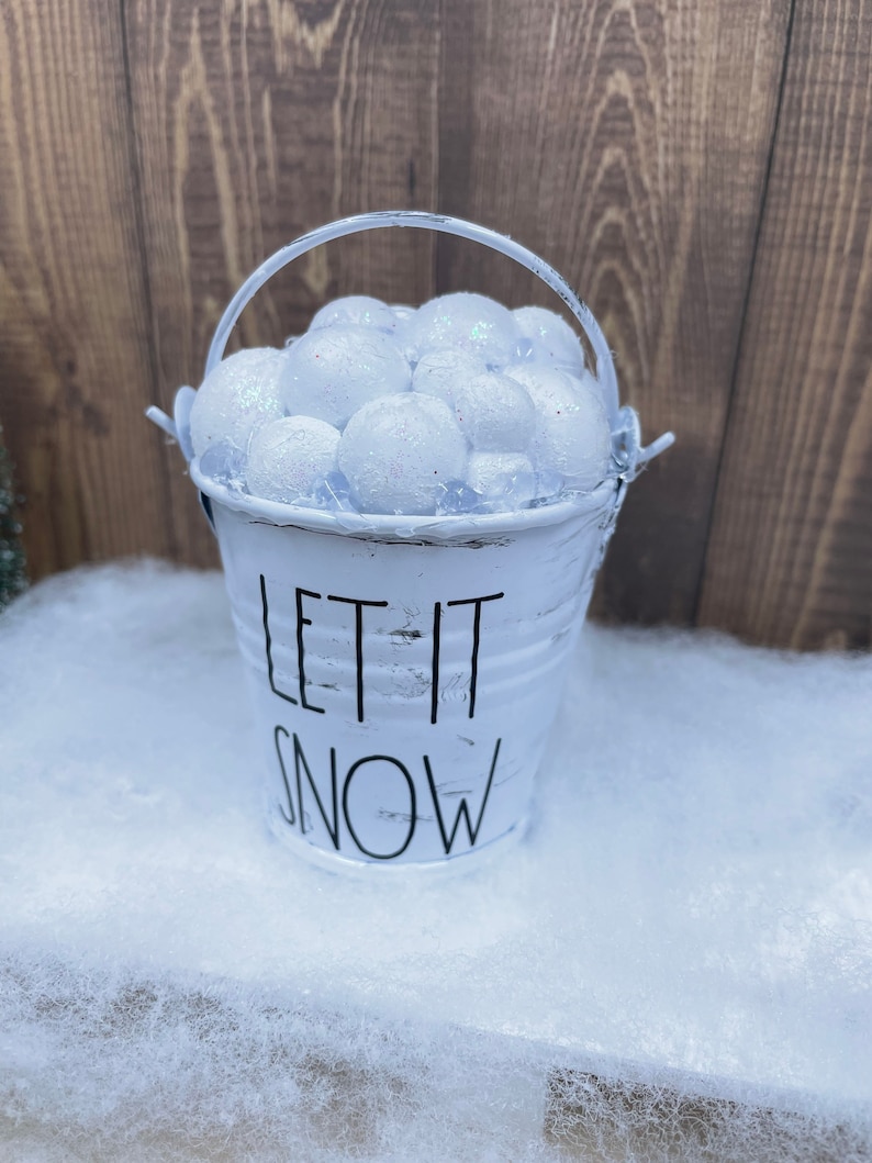 Let It Snow Mini Bucket of Snowballs Mini Pail of - Etsy