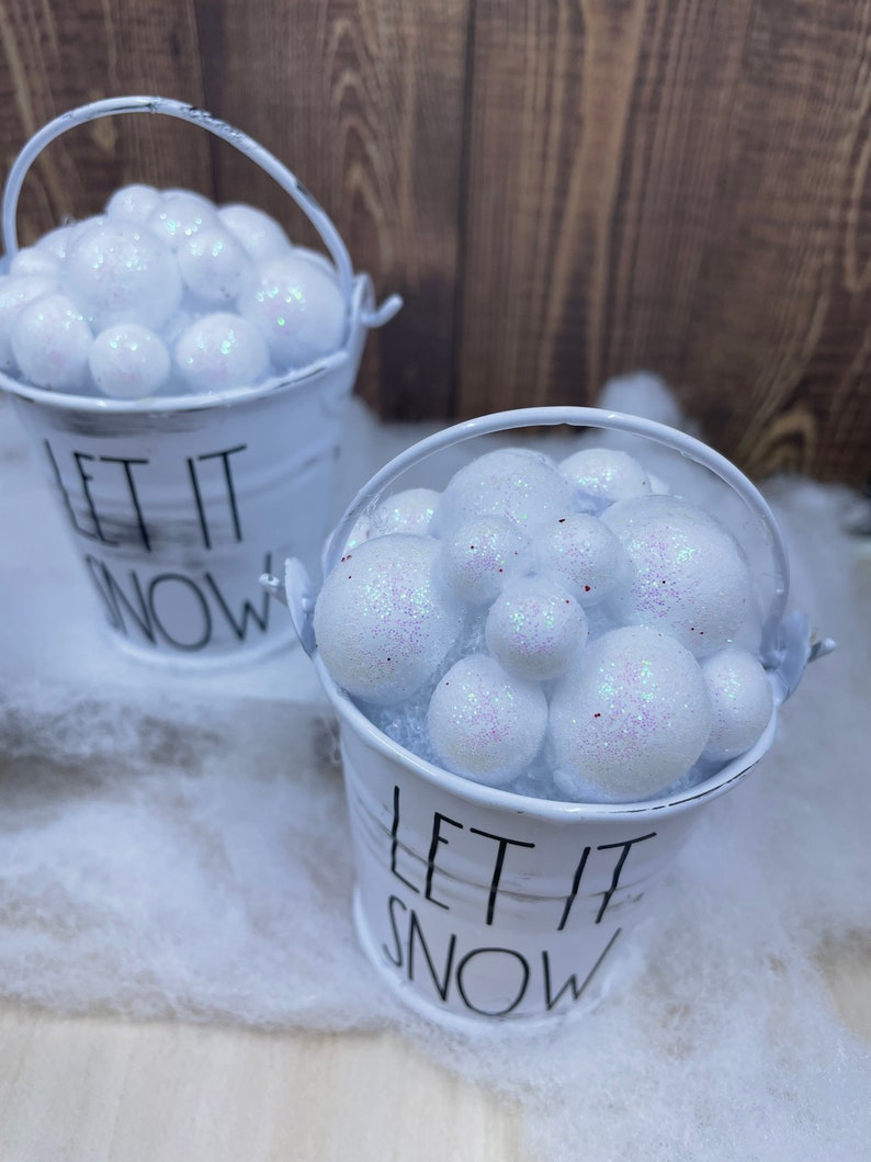 Let It Snow Mini Bucket of Snowballs Mini Pail of - Etsy
