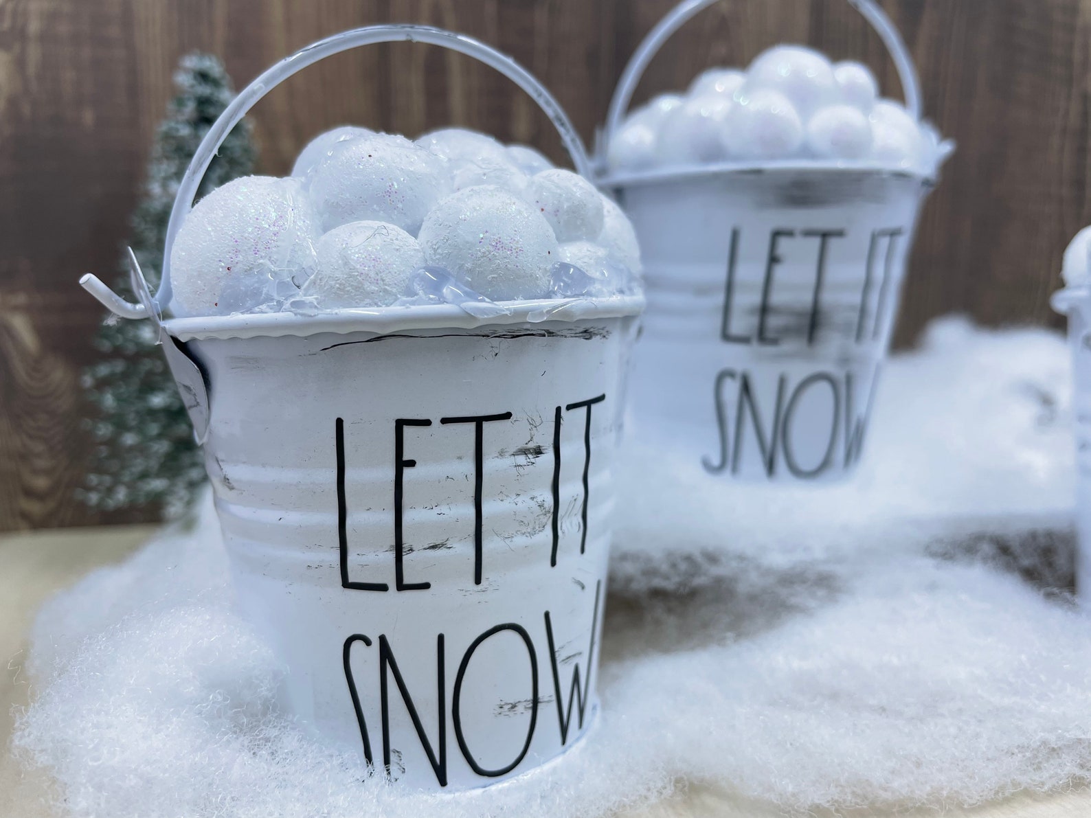Let It Snow Mini Bucket of Snowballs Mini Pail of - Etsy