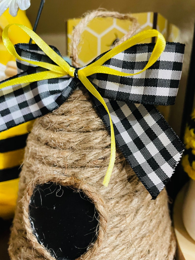 Bee Skep | Bee Hive | Tiered Tray Bee Hive | Bee Decor | Small Faux Bee ...