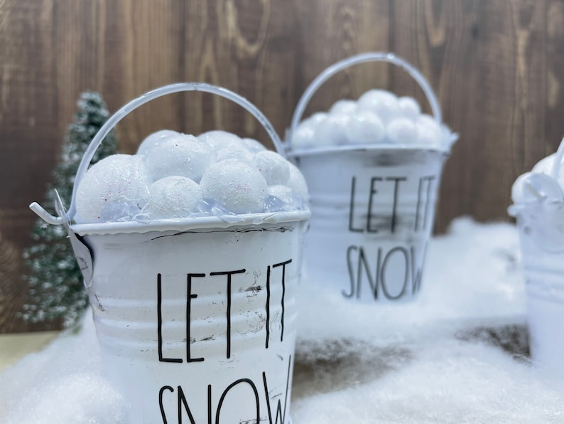 Let It Snow Mini Bucket of Snowballs Mini Pail of - Etsy