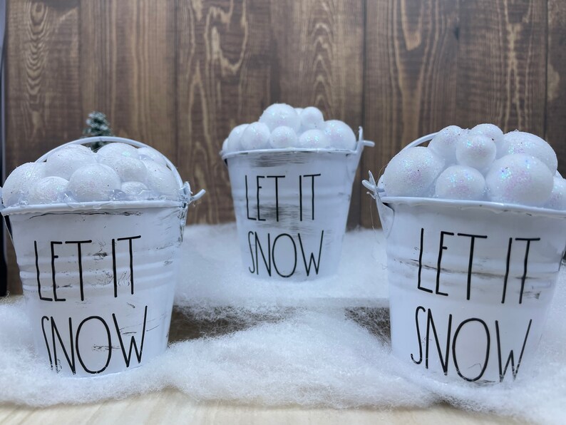 Let It Snow Mini Bucket of Snowballs Mini Pail of - Etsy