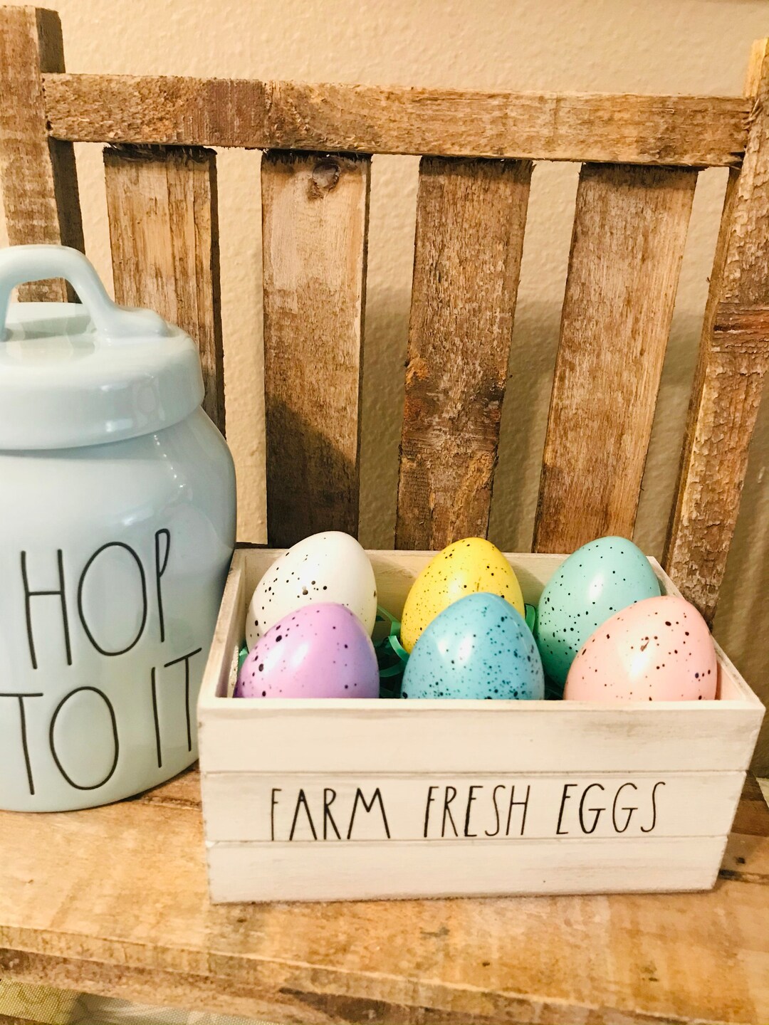 Wood Crate With Easter Eggs | Wood Crate | Farm Fresh Egg Crate ...