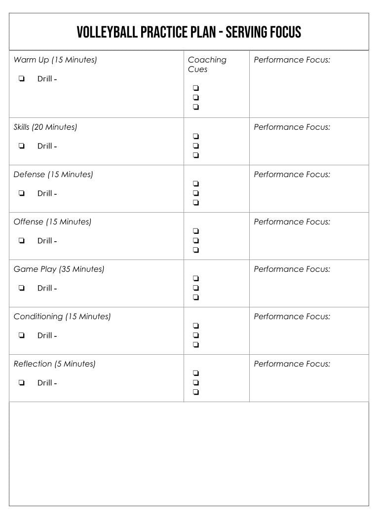 Volleyball Practice Plan (serve Focus) - Etsy