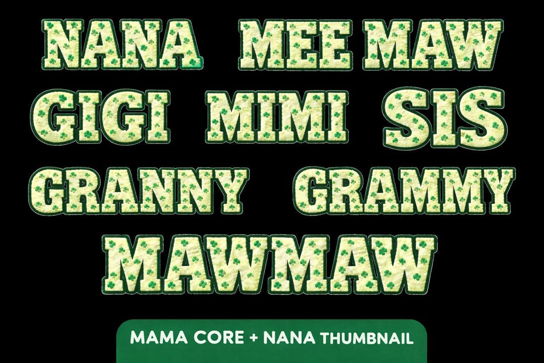 Mama Core Shamrock Varsity PNG Bundle | St Patrick’s Day Mama Nana ...