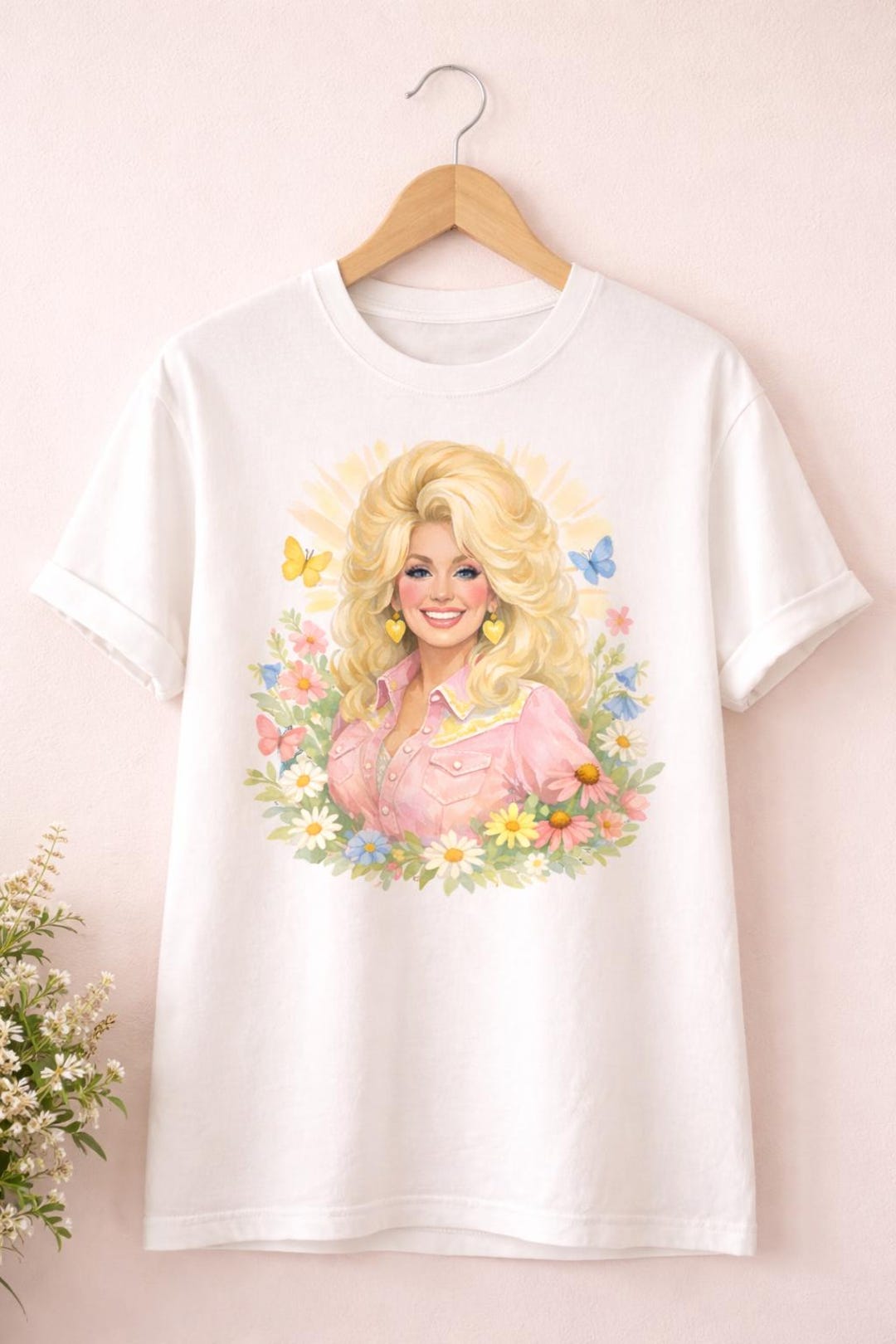 Dolly Parton Spring Floral Shirt, Watercolor Dolly Portrait PNG ...