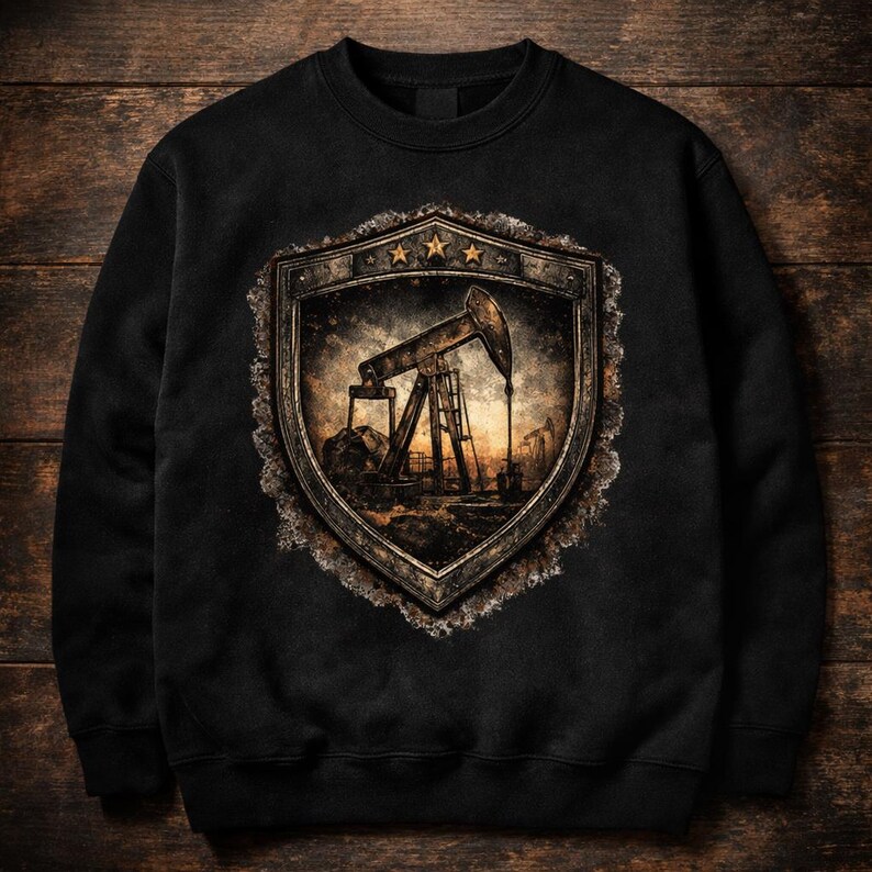 Oilfield Pump Jack Shield PNG | Landman Oil Rig Design | Blue Collar ...
