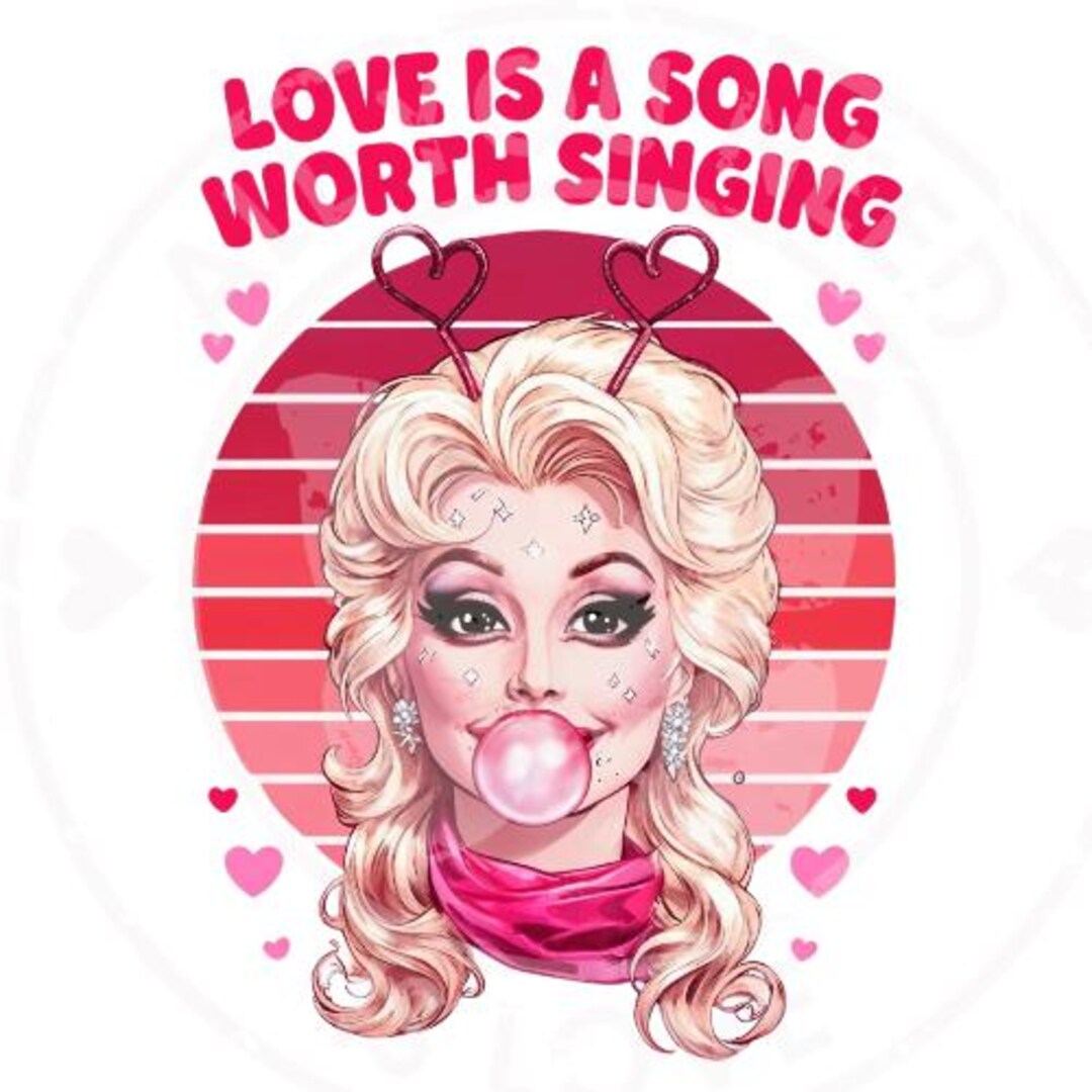 Dolly Parton Valentine's Day Art: Bubble Gum Heart PNG (digital ...