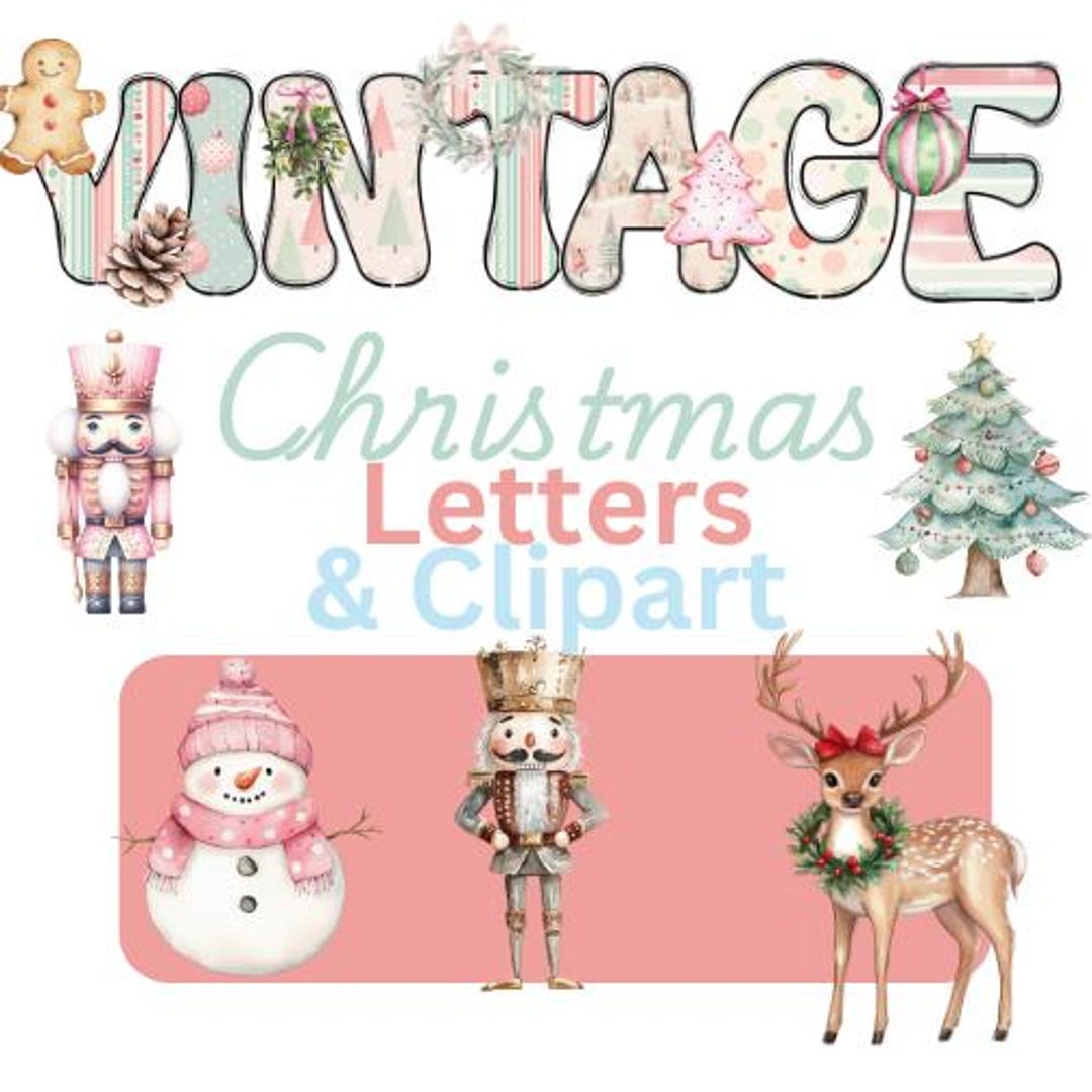 Vintage Christmas Letters PNG | Digital Download | Retro Holiday ...
