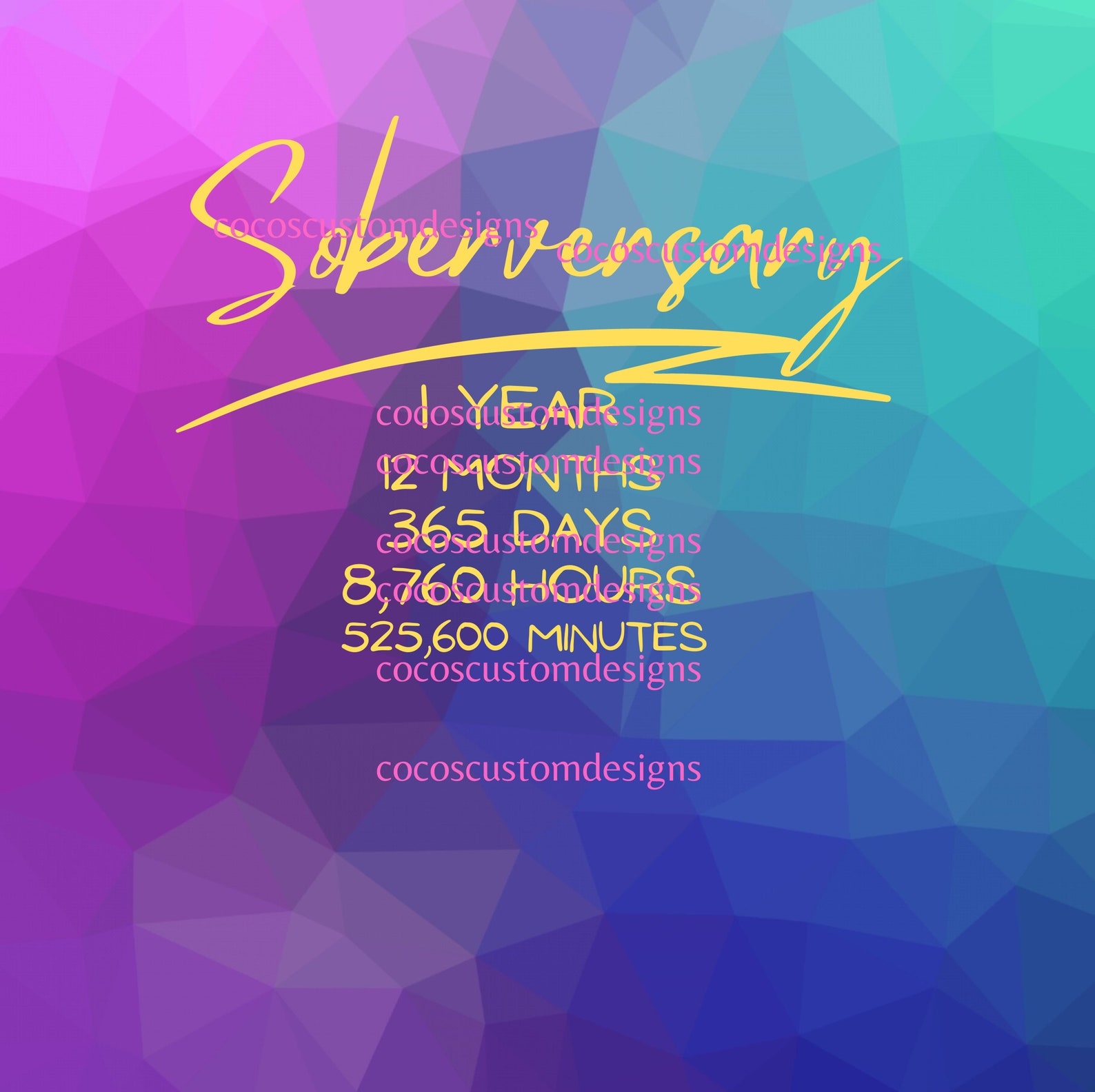 Soberversary Svg! Celebrate Your Sobriety! This Design Celebrates 1 ...