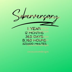 Soberversary Svg! Celebrate Your Sobriety! This Design Celebrates 1 ...