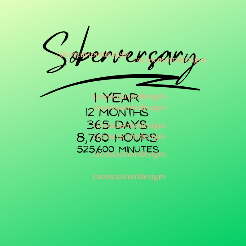 Soberversary Svg Celebrate Your Sobriety This Design Celebrates 1 Year ...