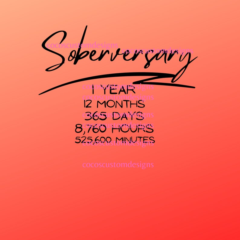 Soberversary Svg! Celebrate Your Sobriety! This Design Celebrates 1 ...