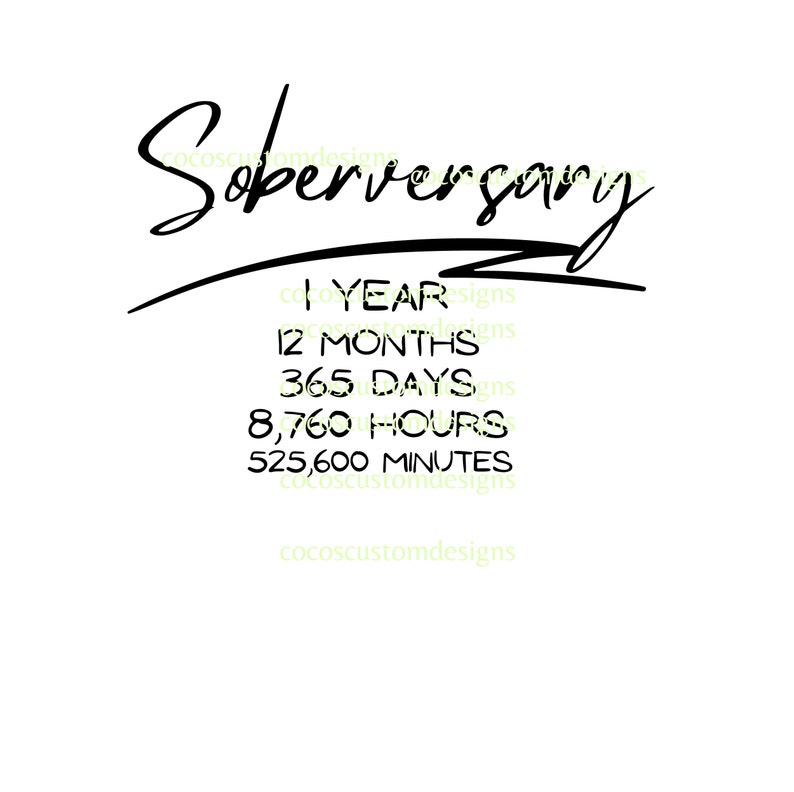 Soberversary Svg! Celebrate Your Sobriety! This Design Celebrates 1 ...