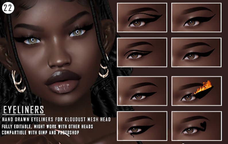 22 Imvu Fitted Eyeliners [ MEDIUM PACKAGE] - Etsy