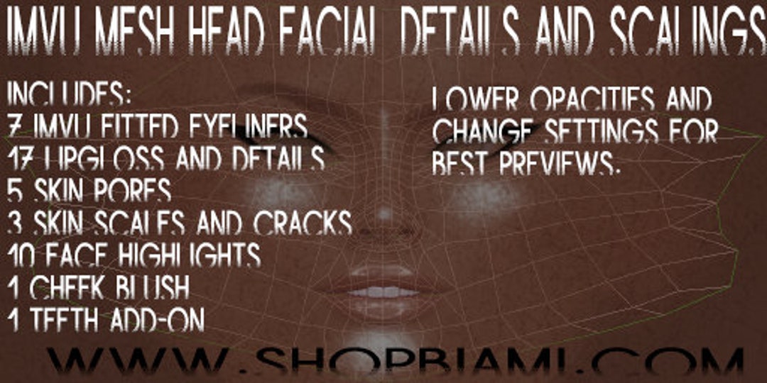 IMVU Meshhead Facial Add-ons - Etsy