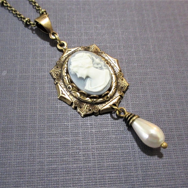 Blue Cameo Necklace - Etsy