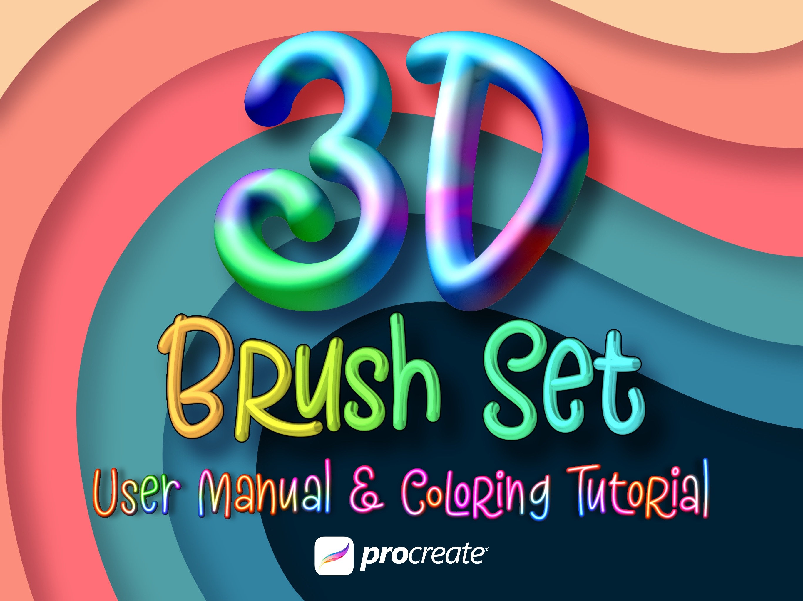 3D Brushes for Procreate / 3D Lettering Brushes/ 45 Piece of Brush Set ...