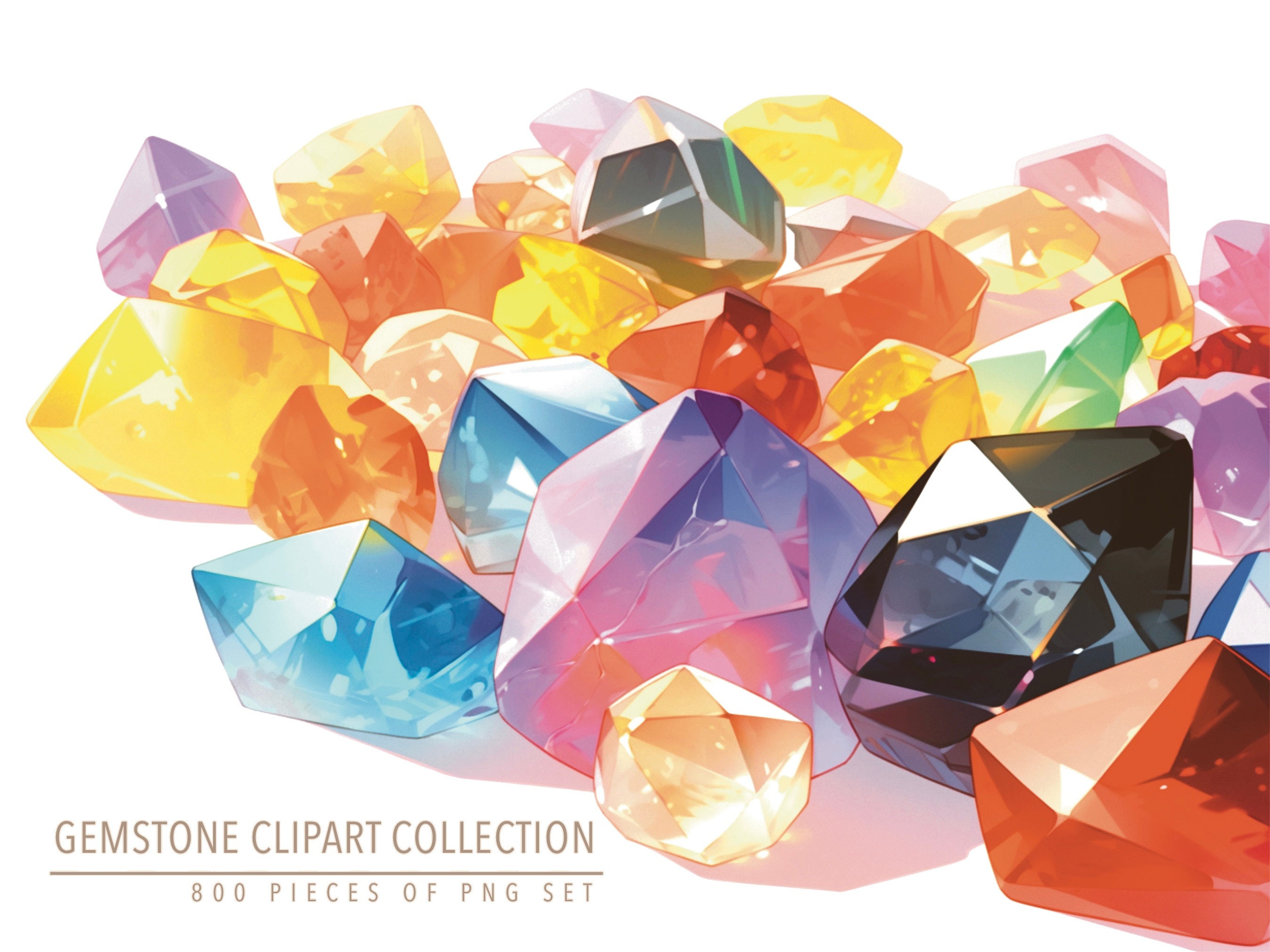 800-piece Gemstone PNG Clip Art Set for Jewelry and Fashion - Etsy