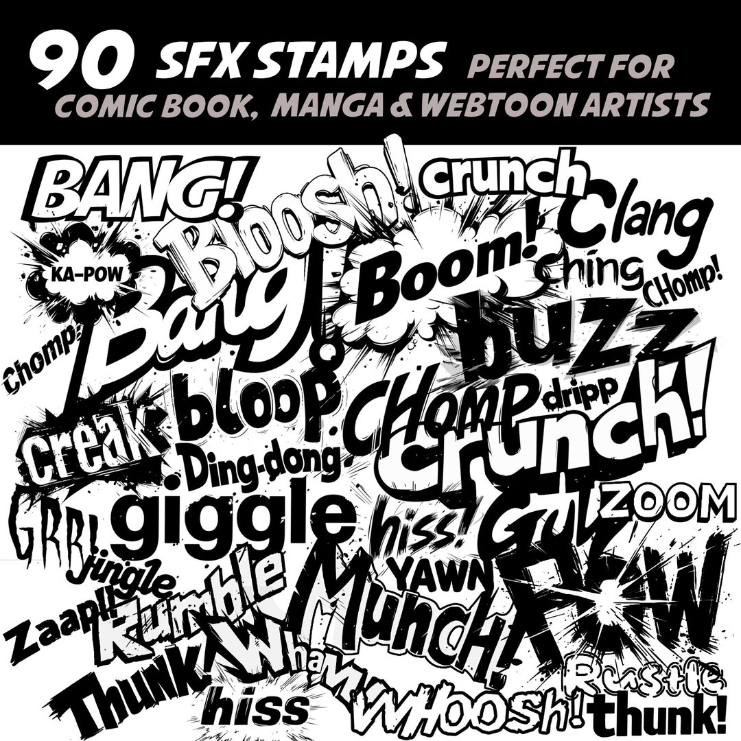 90 SFX Stamps for Procreate. Time Saver for Comic Book / Manga ...