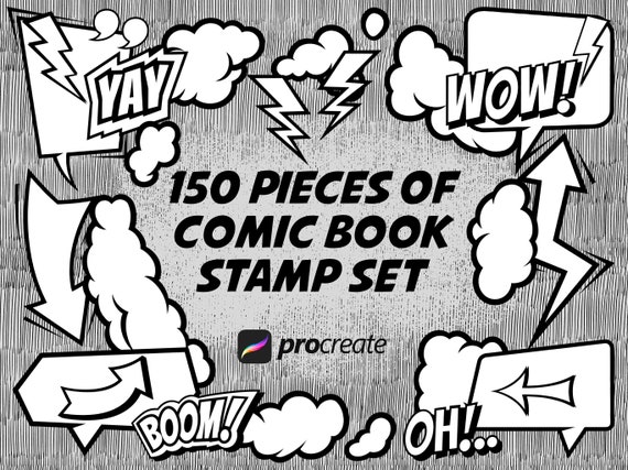 150 Pieces of Comic Book Stamps Set for Procreate/ Dialouge | Etsy