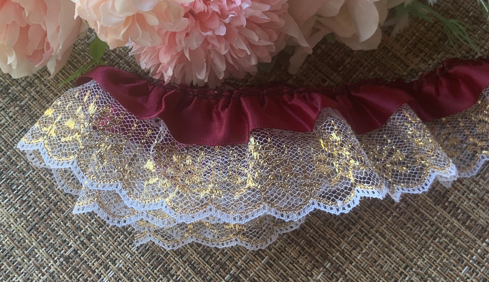Satin Floral Ruffle Lace Trim 2 Inch Wide Select Color/selling by the ...