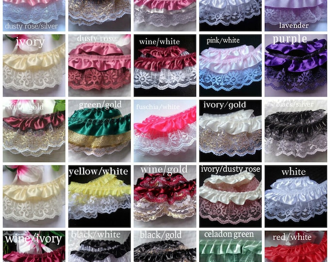 Satin Floral Ruffle Lace Trim 2 Inch Wide Select Color/selling by the ...