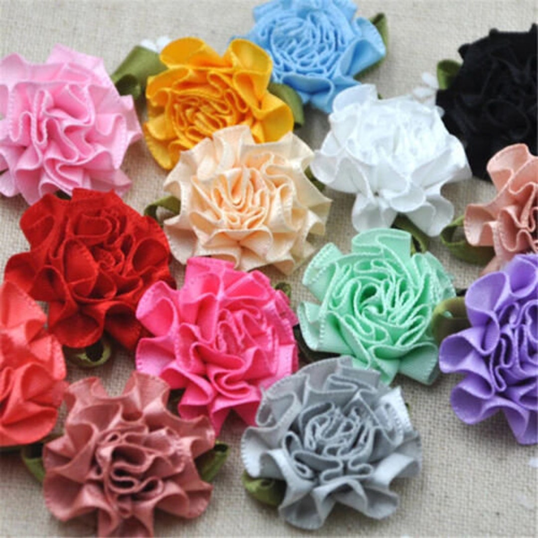 1 1/2" Ribbon Flower Carnation Appliques Set of 6 - Etsy