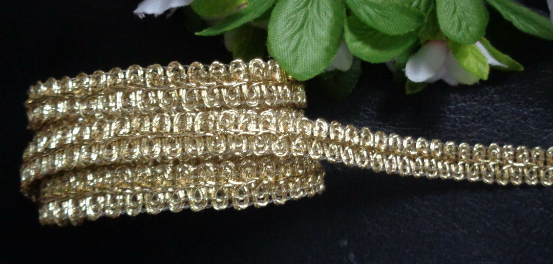 Metallic Chinese Braid, 7/16 Inch Wide Gold Color Selling by the Yard ...