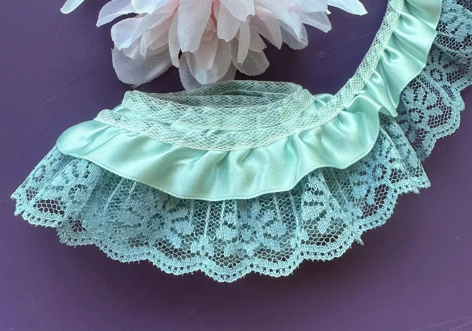 Satin Floral Ruffle Lace Trim 2 Inch Wide Select Color/selling by the ...
