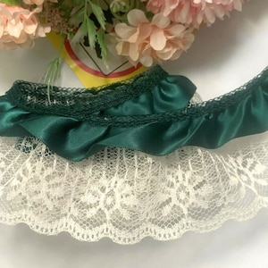 Satin Floral Ruffle Lace Trim 2 Inch Wide Select Color/selling by the ...