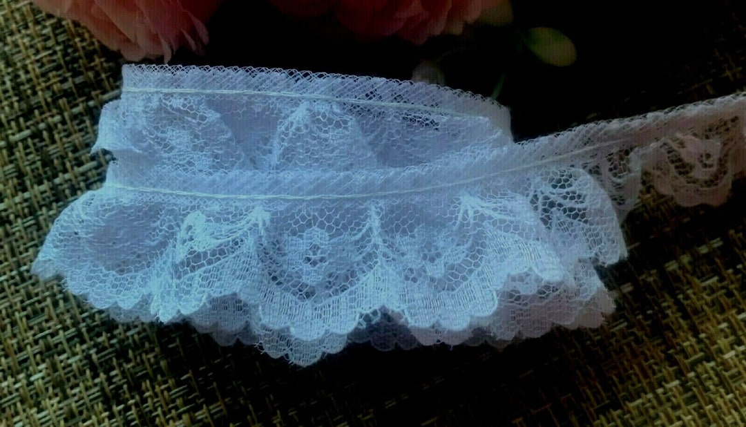 1 Inch Wide White Color Ruffled Lace Trim Ribbon Price per - Etsy