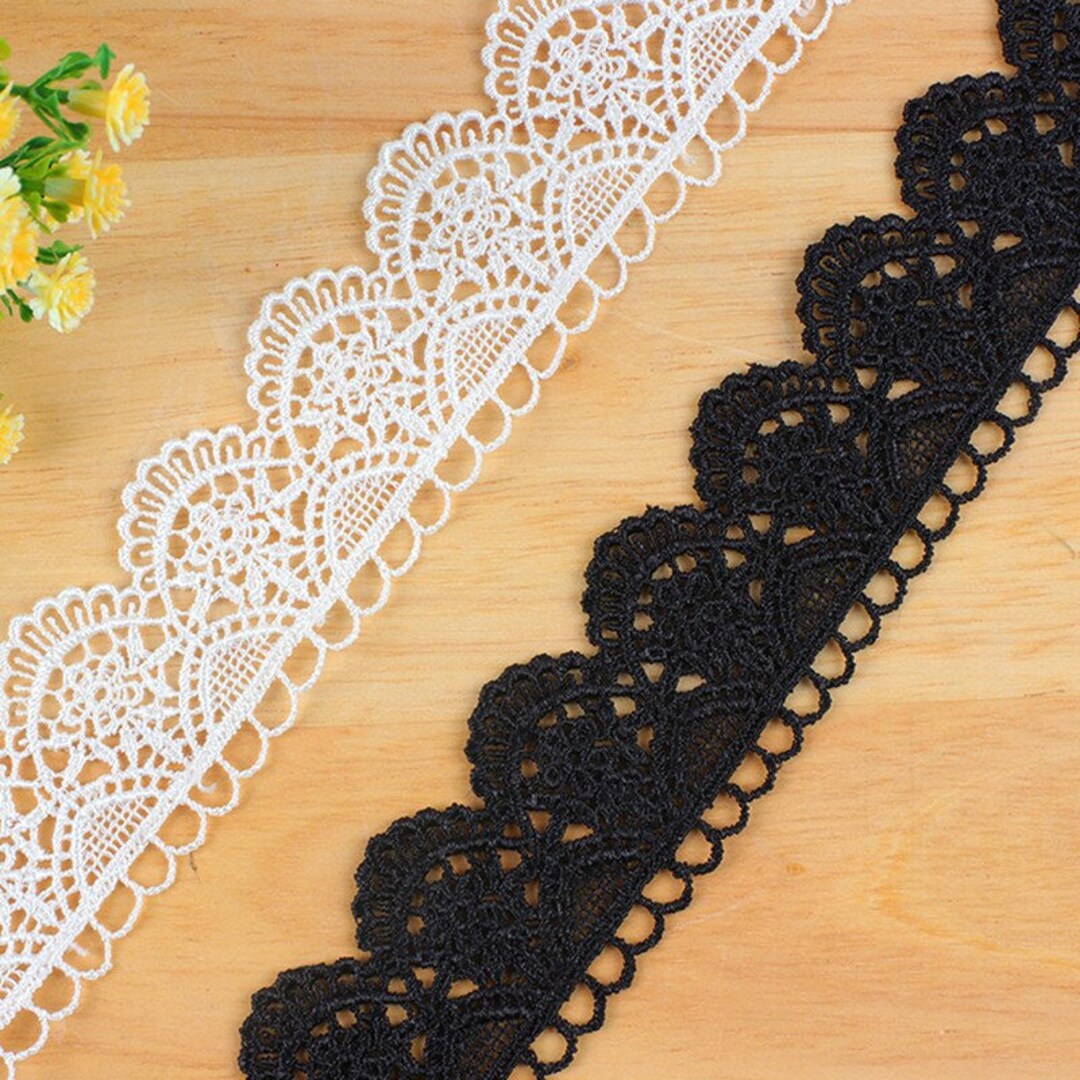 1 1/2 Inch Wide Lace Trim Ribbon Select White or Black Color Price per ...