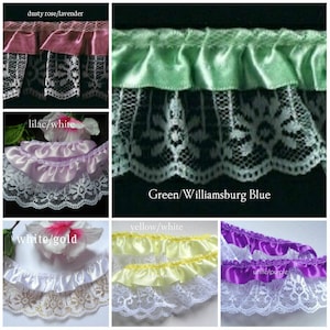 Satin Floral Ruffle Lace Trim 2 Inch Wide Select Color/selling by the ...