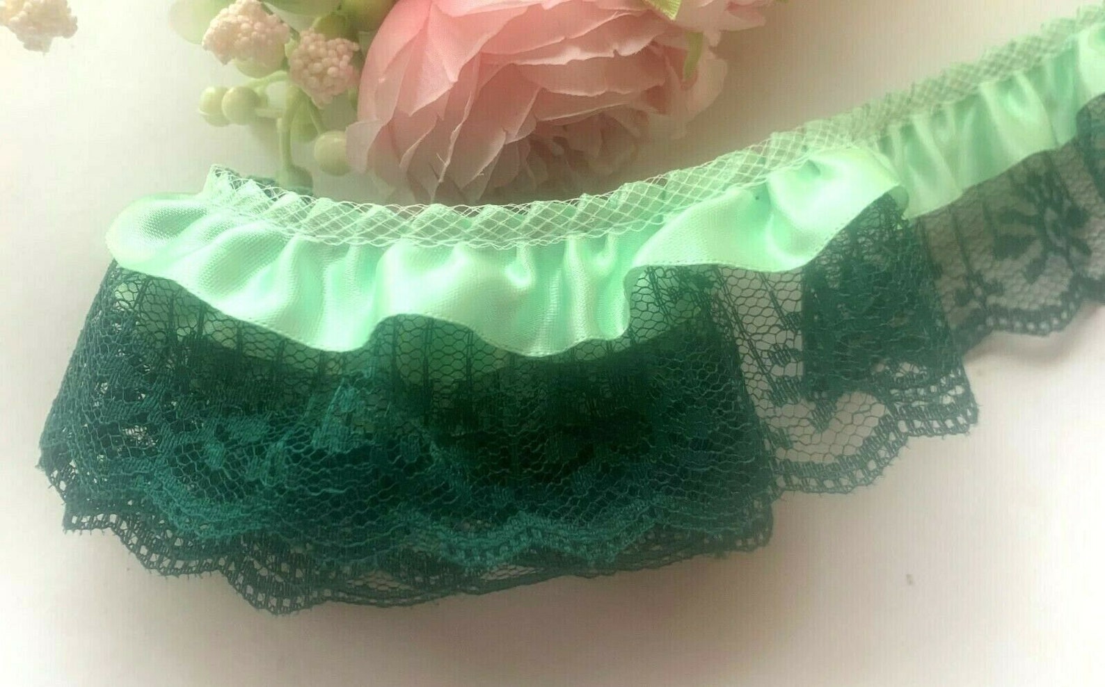 Satin Floral Ruffle Lace Trim 2 Inch Wide Select Color/selling - Etsy