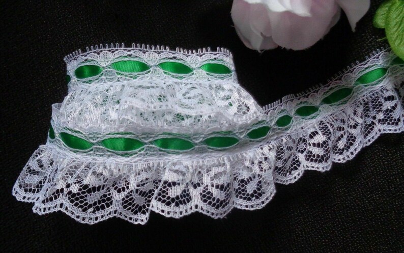 Ruffled Lace With Ribbon, 1+3/4 Inch Color Price for 1 Yard Select ...