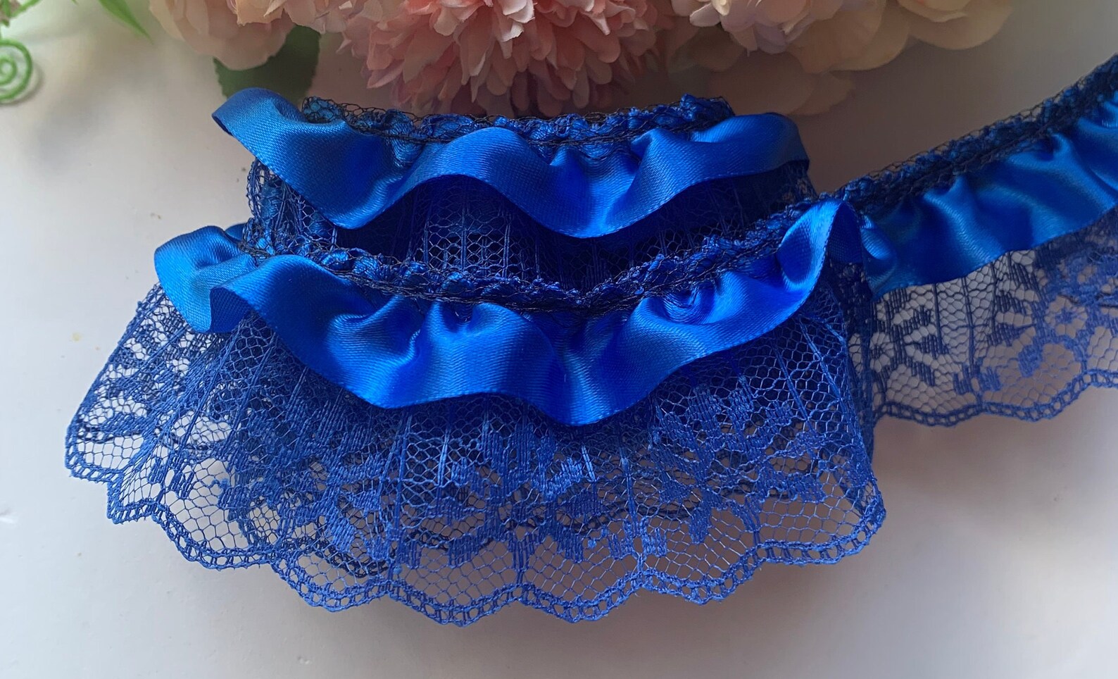 Satin Floral Ruffle Lace Trim 2 Inch Wide Select Color/selling - Etsy