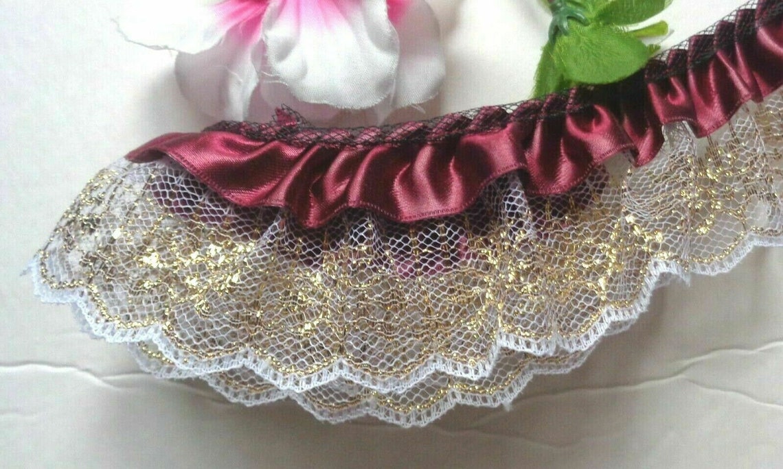 Satin Floral Ruffle Lace Trim 2 Inch Wide Select Color/selling | Etsy
