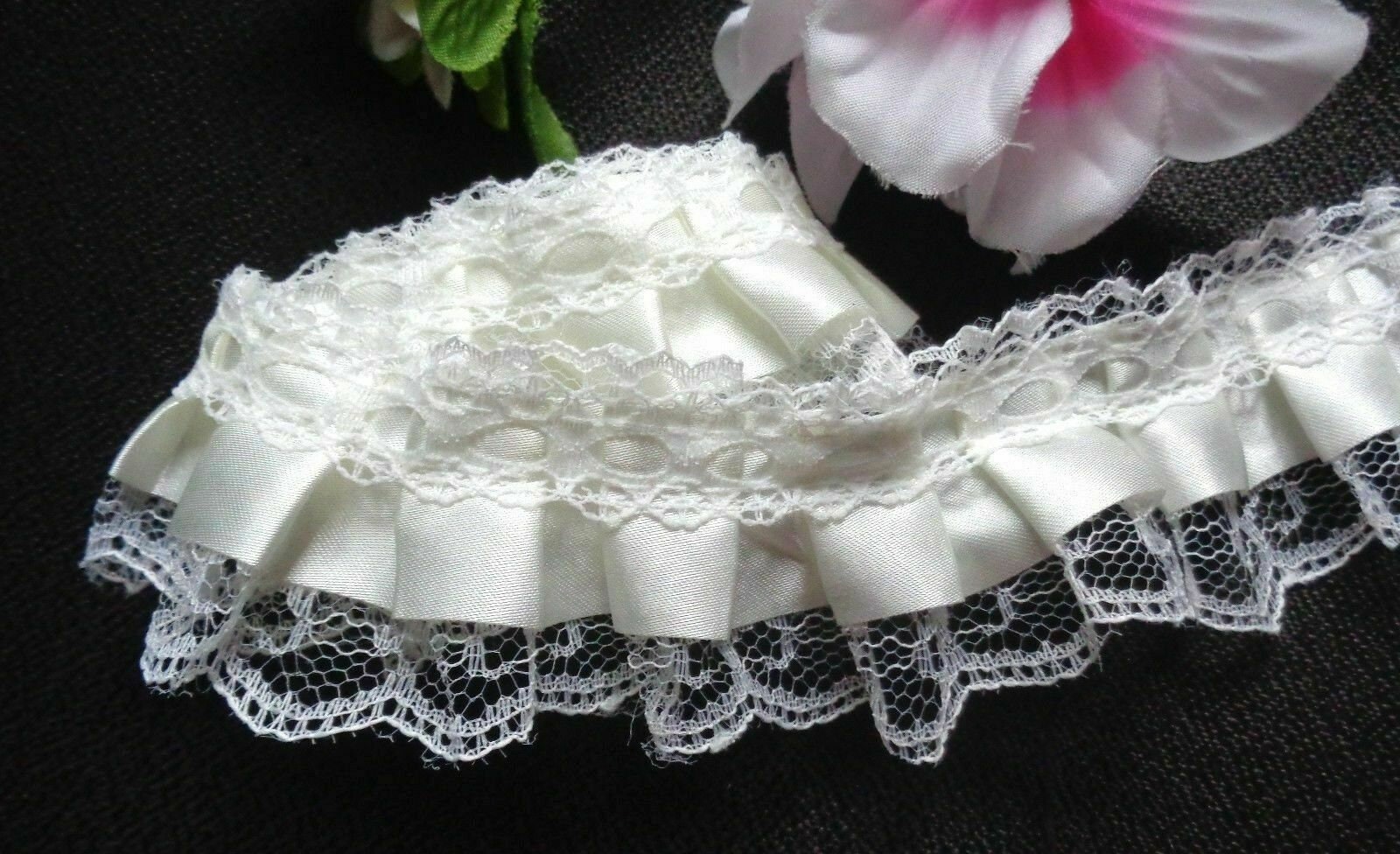 1 + 1/2 Inch or 2 "wide Ruffled Lace Trim Price for 1 Yard/ Select ...