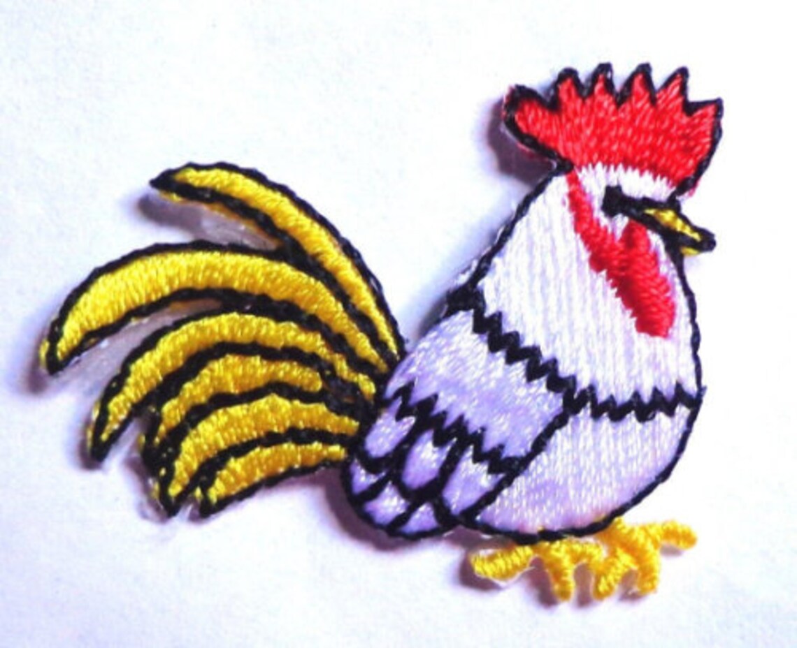 Iron on Patch Applique - Rooster 1 3/8" Across X 1 1/8" Tall - Etsy