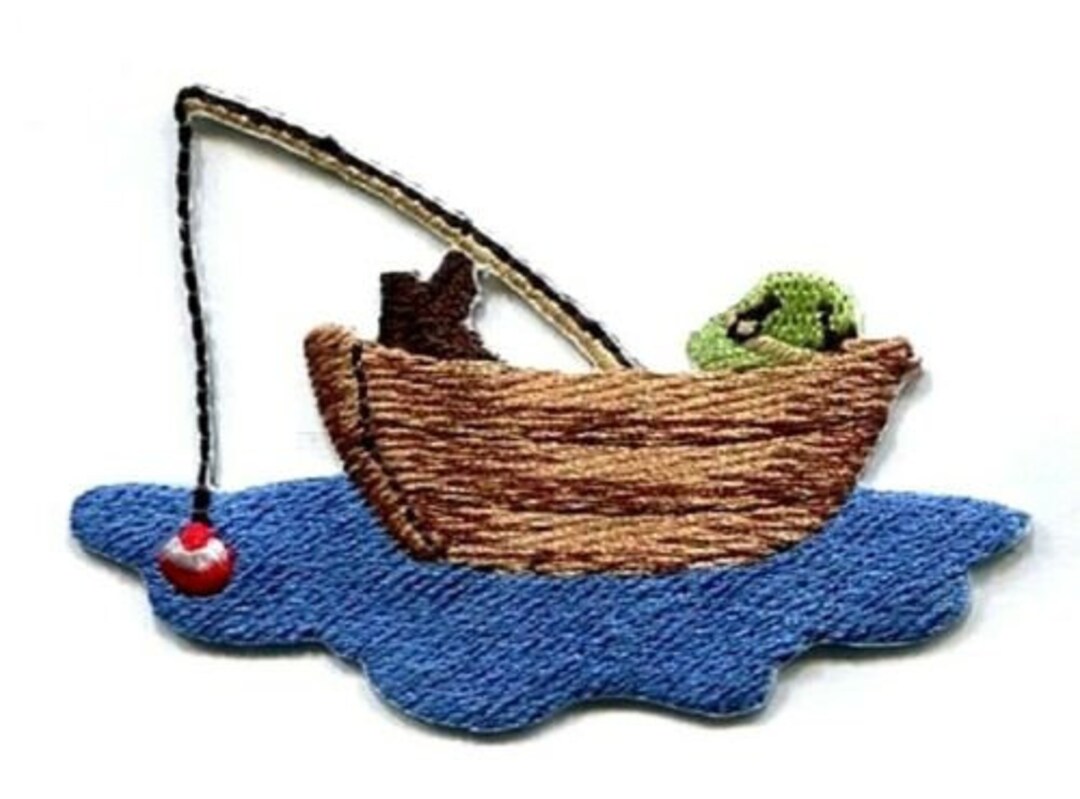 FISHERMAN IN BOAT Iron on Patch Applique 2 7/8 X 2 Inch - Etsy