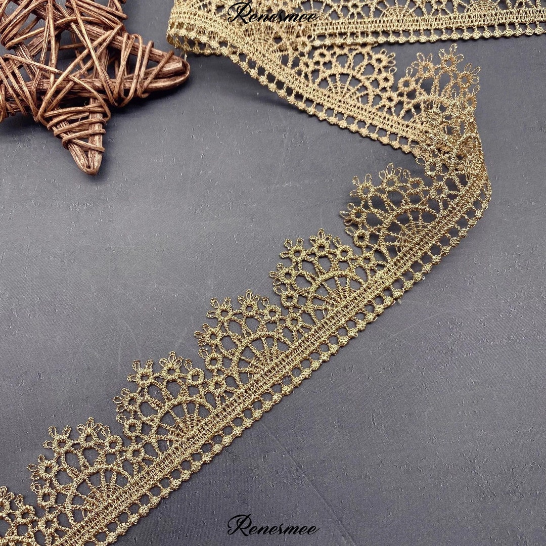 Gold Thread Lace Gold Embroidery Lace Trim 1 1/4-inch Price per Yard - Etsy