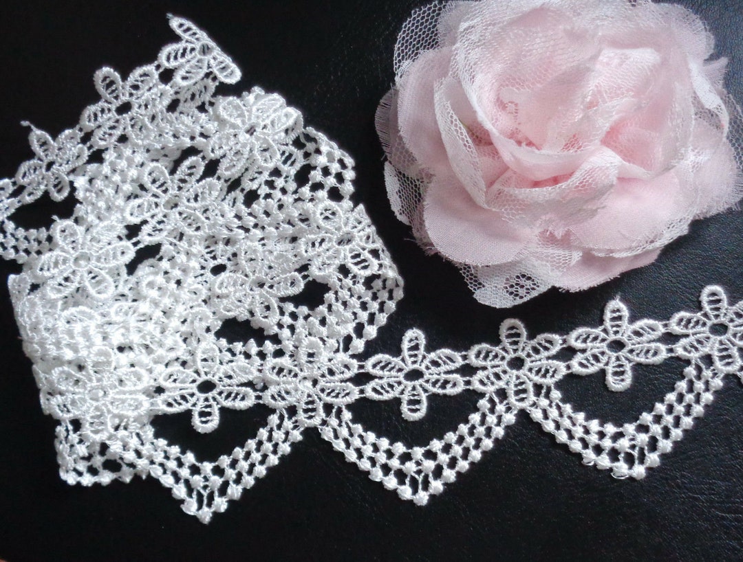 1 3/4 Inch Wide White Ribbon Trim Lace Sellect Length - Etsy