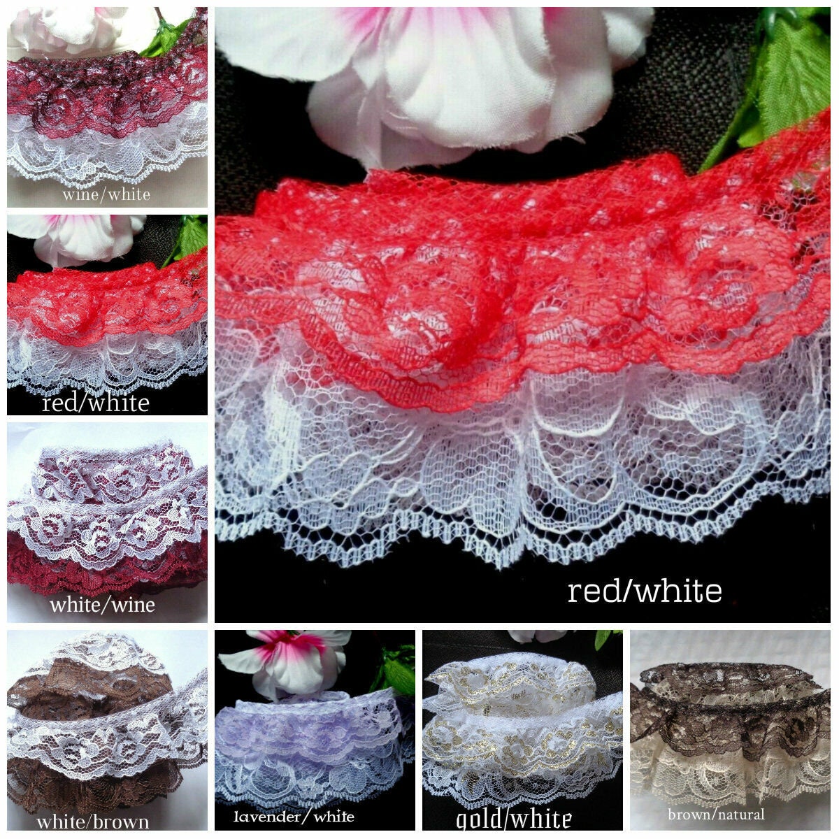 Ruffled Lace Trim 2 Inch Wide Selling by the Yard-select Color - Etsy