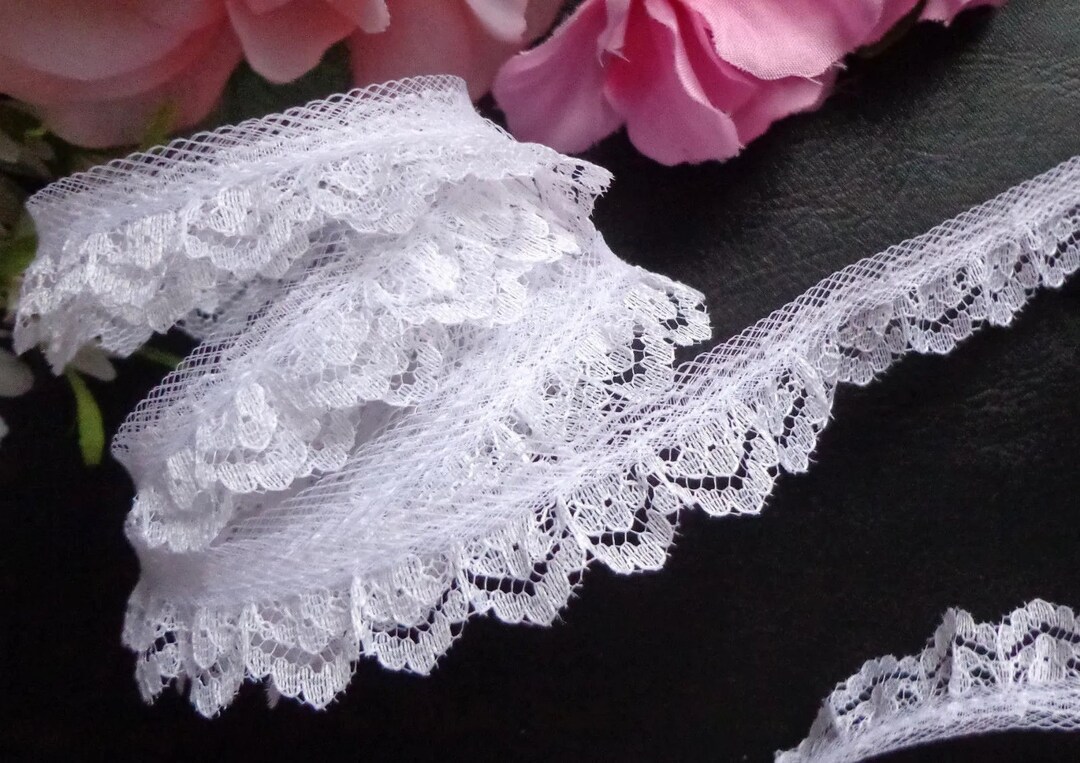Ruffled Lace, 5/8 Inch Wide White or Ivory Color Selling by the Yard - Etsy
