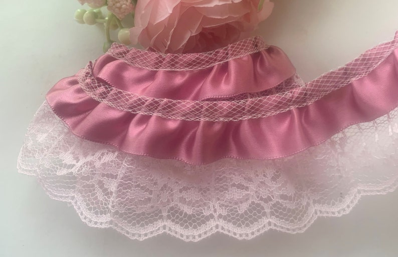 Satin Floral Ruffle Lace Trim 2 Inch Wide Select Color/selling - Etsy