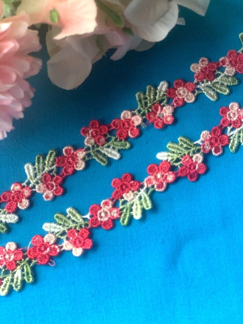 3/4 Inch Wide Embroidered Flower Lace Trim Ribbon Price per - Etsy
