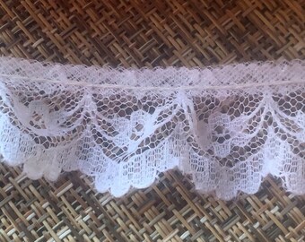 Ruffled Lace With Satin Ribbon 3/4 Inch Wide Ivory/white Color Price ...